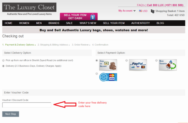 The Luxury Closet Discount code entry – Inside The Closet
